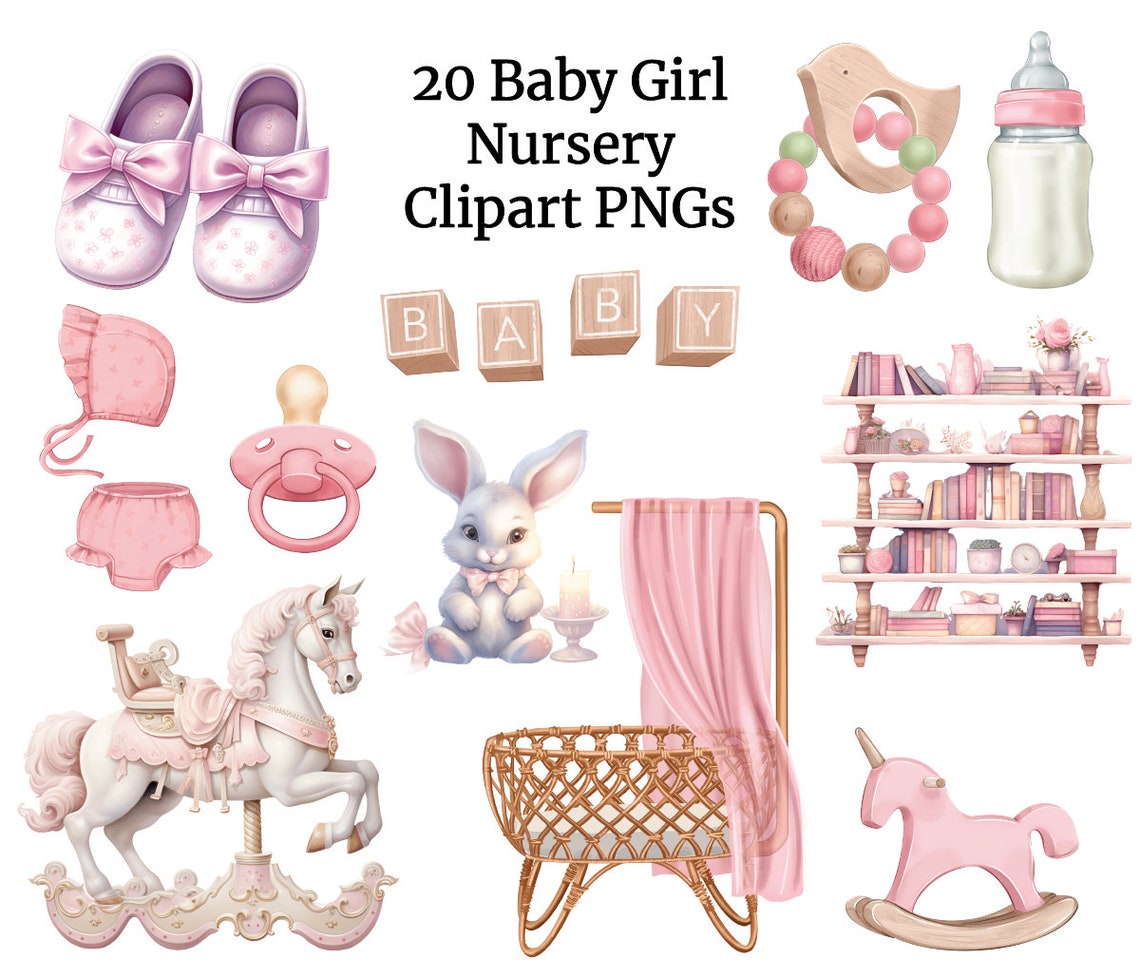 Watercolor Baby Shower Clipart, Newborn Baby Girl, Nursery Clipart ...