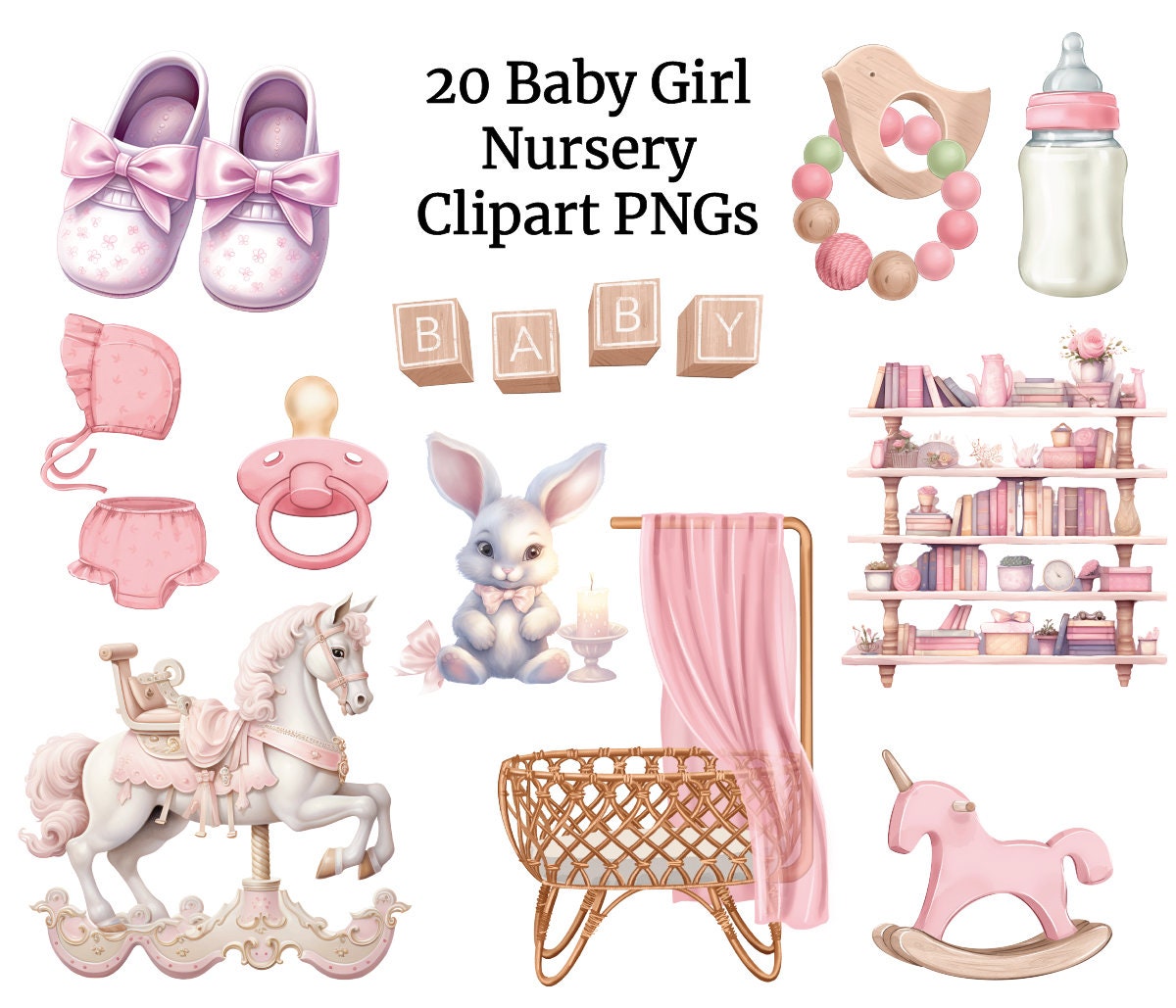 Watercolor Baby Shower Clipart, Newborn Baby Girl, Nursery Clipart ...