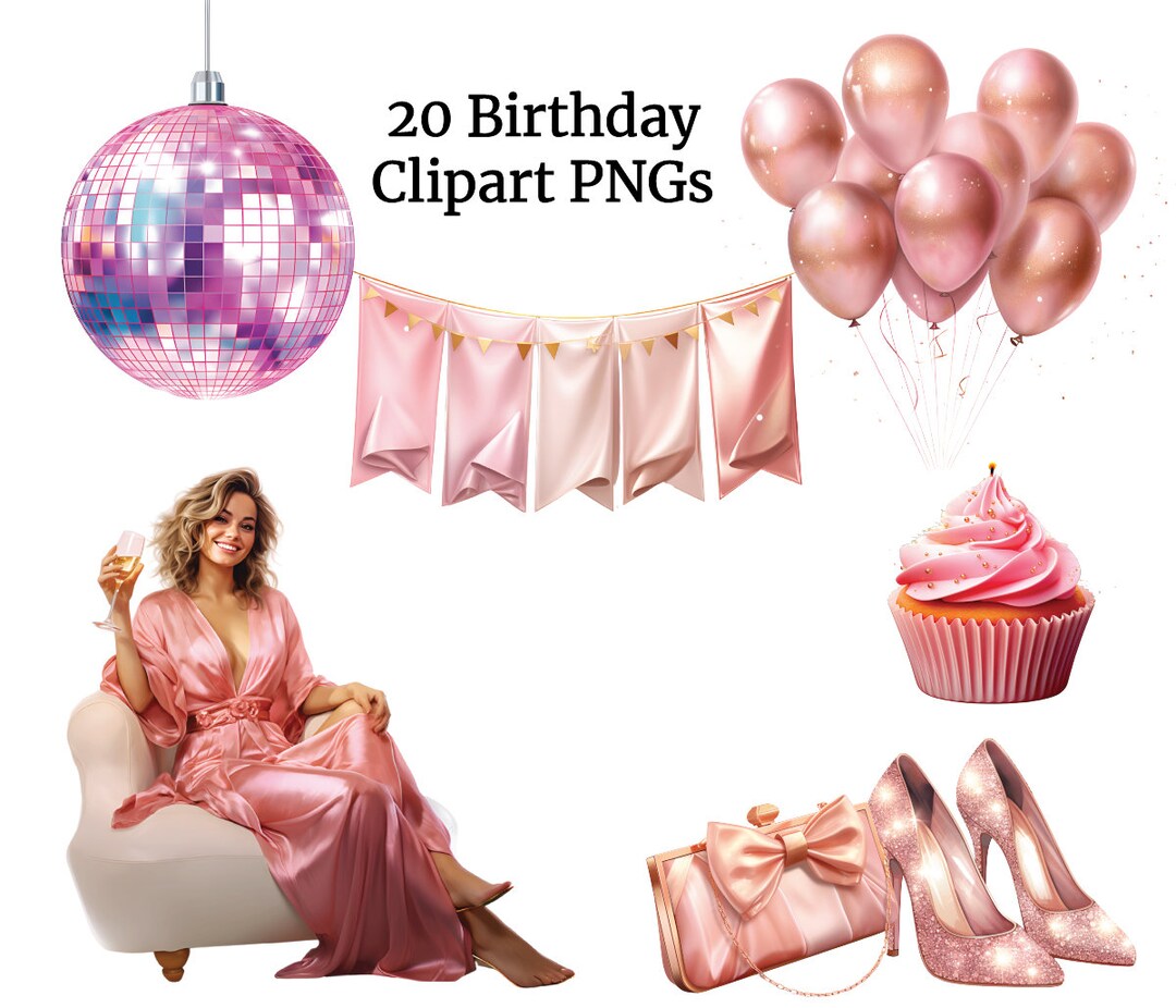 Happy Birthday Clipart, Birthday Bundle, Girl Birthday Clipart ...