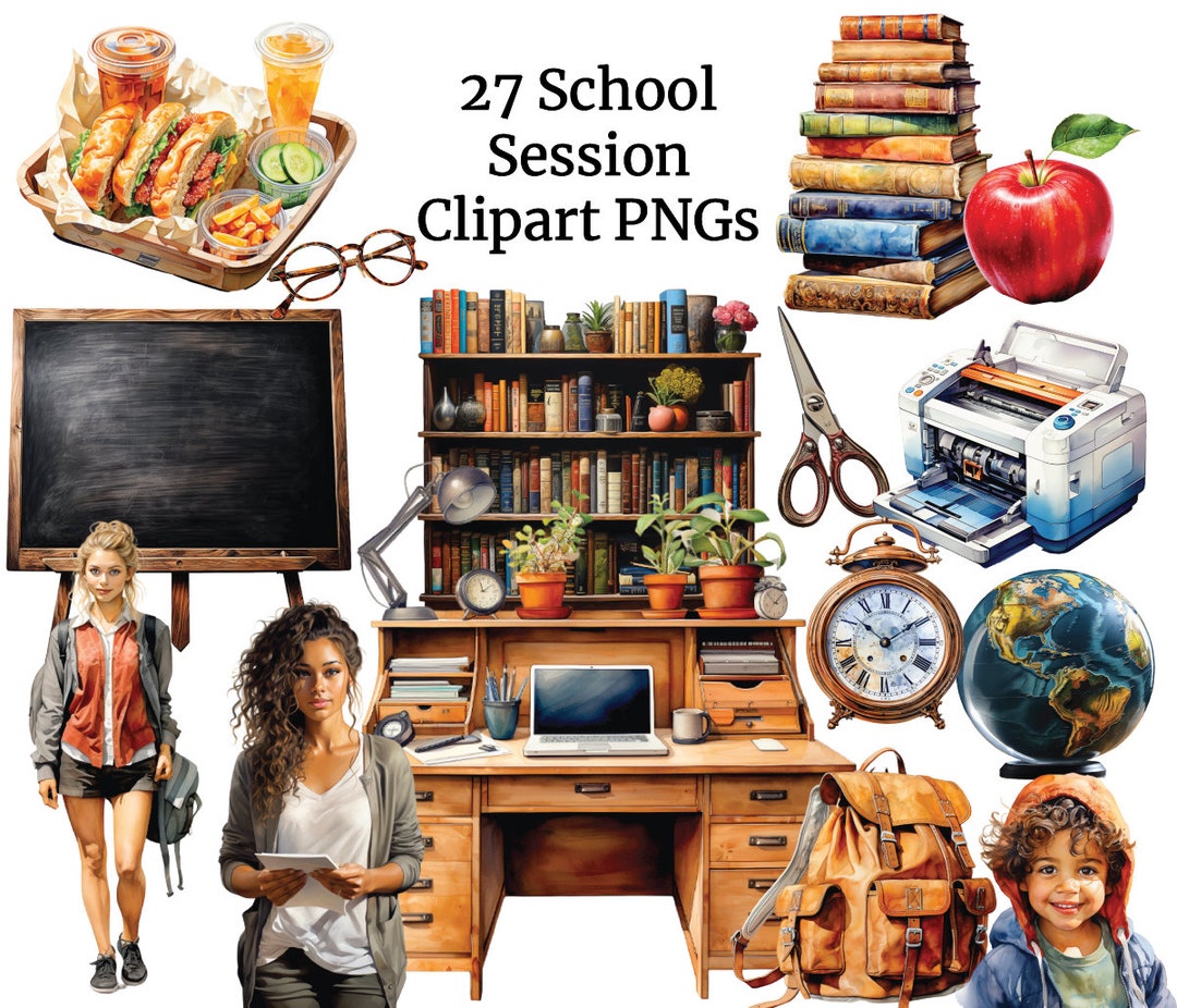 School Clipart Bundle, School Supplies, Bulletin Board, Back to School ...