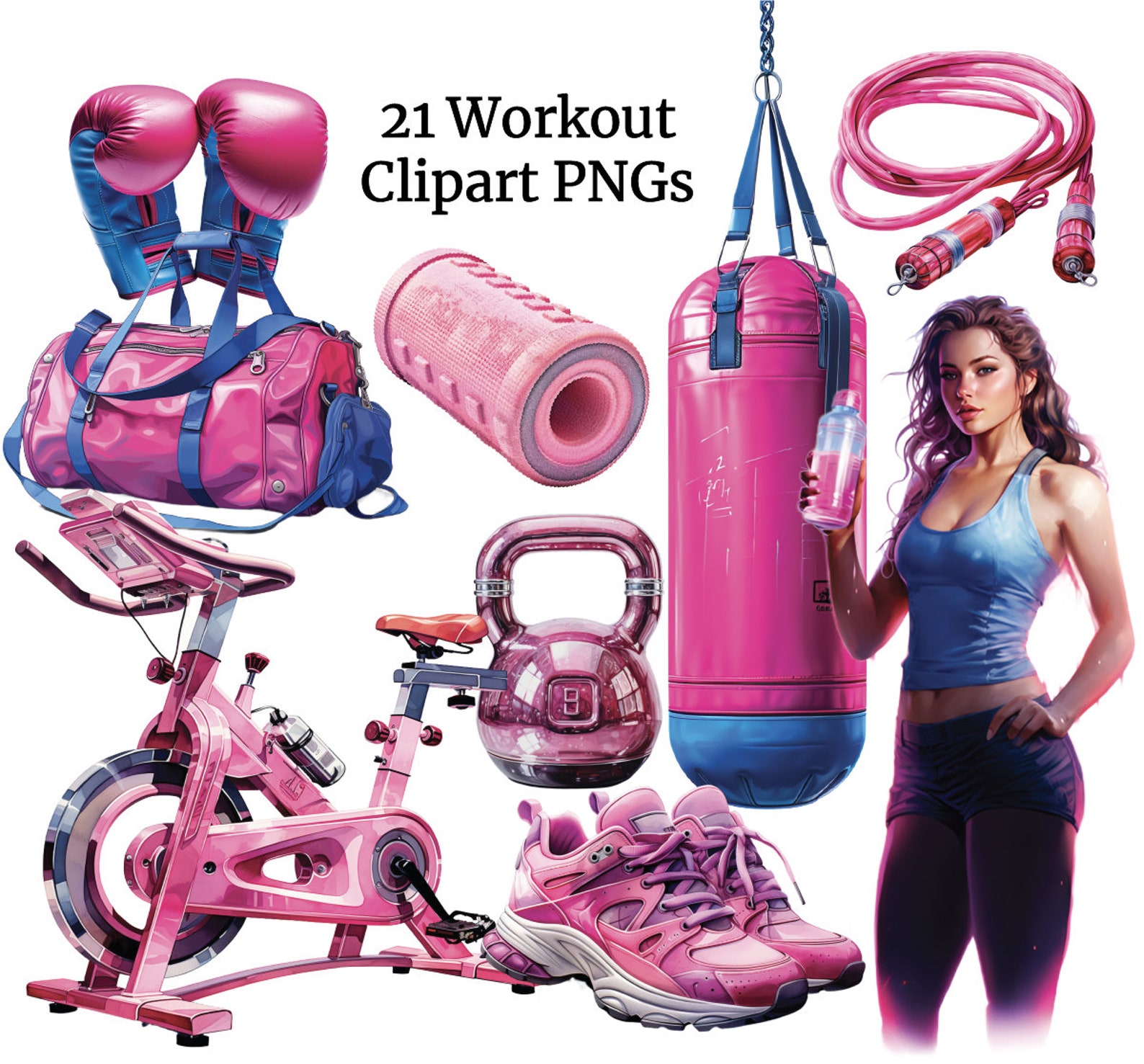 Fitness Clipart, Gym Girl Clipart, Cardio Workout, Personal Trainer ...