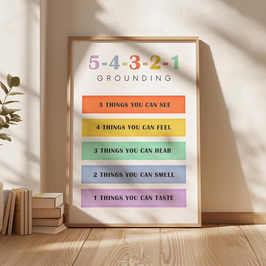54321 Grounding Technique Print | Minimalist Therapy Wall Art ...
