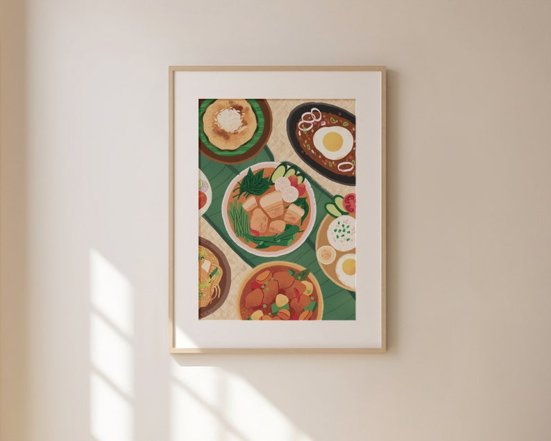 Pinoy Food Illustration Print Kitchen Posters Print, Philippines Trendy ...