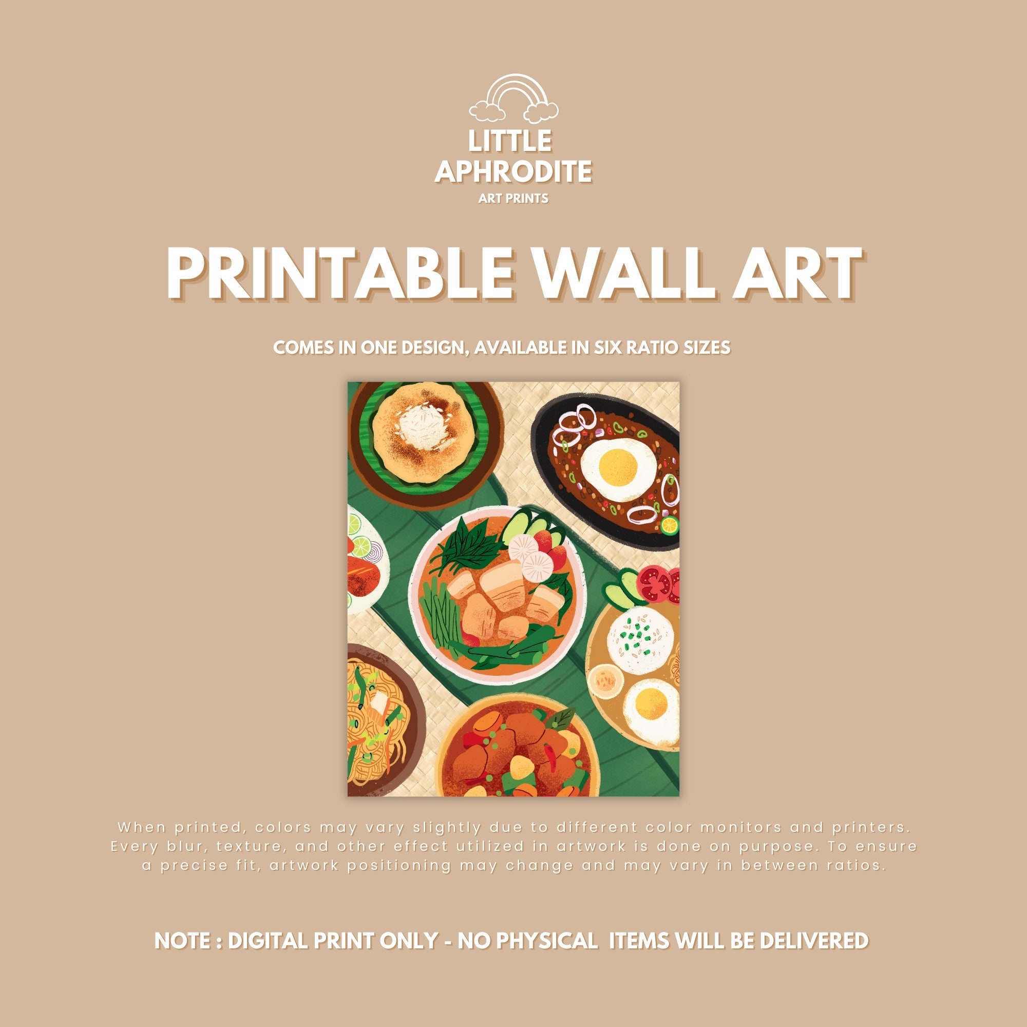 Pinoy Food Illustration Print Kitchen Posters Print, Philippines Trendy ...