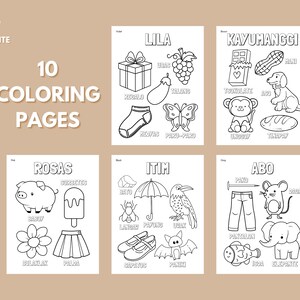 Tagalog Colors Filipino Learning Coloring Pages Cute Baby Shower Gift ...