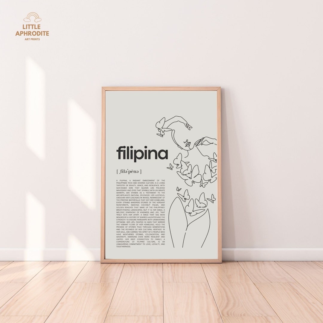 Tagalog Filipino Definition Wall Art Filipina Woman Illustration, Pinay ...