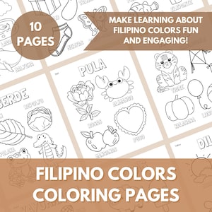 Tagalog Colors Filipino Learning Coloring Pages Cute Baby Shower Gift ...