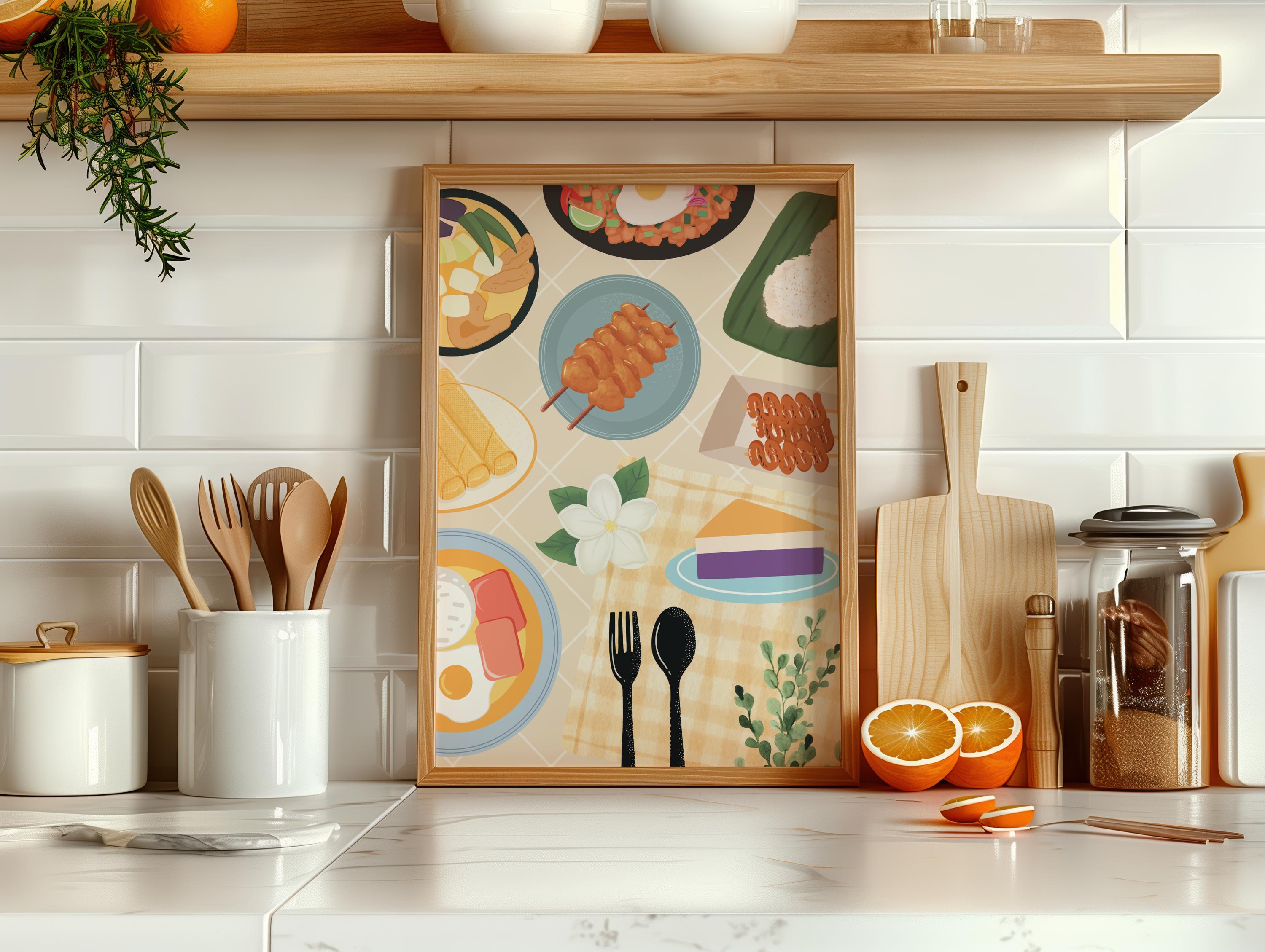 Filipino Food Illustration Print - Pinoy Modern Kitchen Wall Art ...