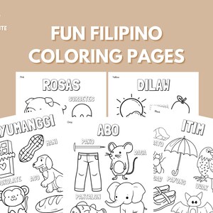 Tagalog Colors Filipino Learning Coloring Pages Cute Baby Shower Gift ...