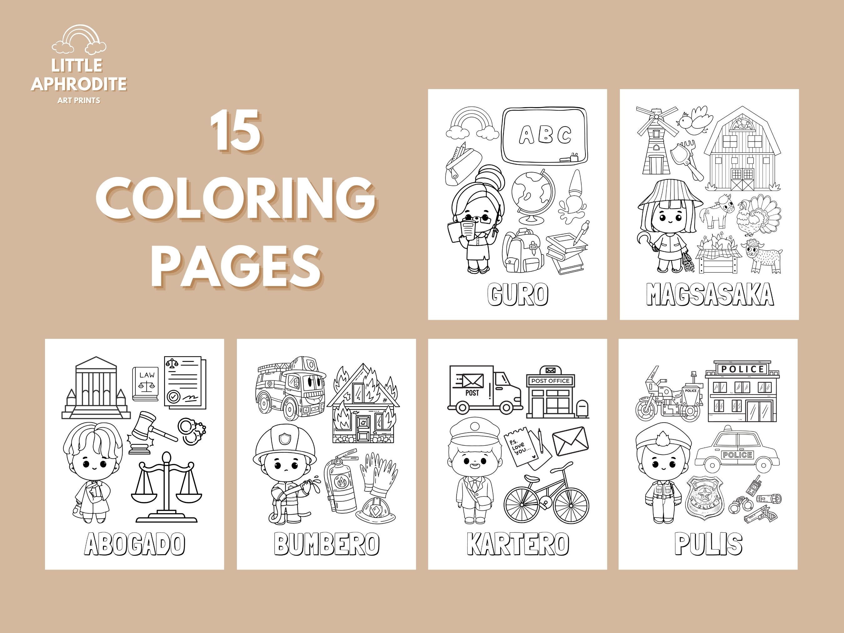 Tagalog Filipino Professions Coloring Sheets Toddler Busy Book Pages ...