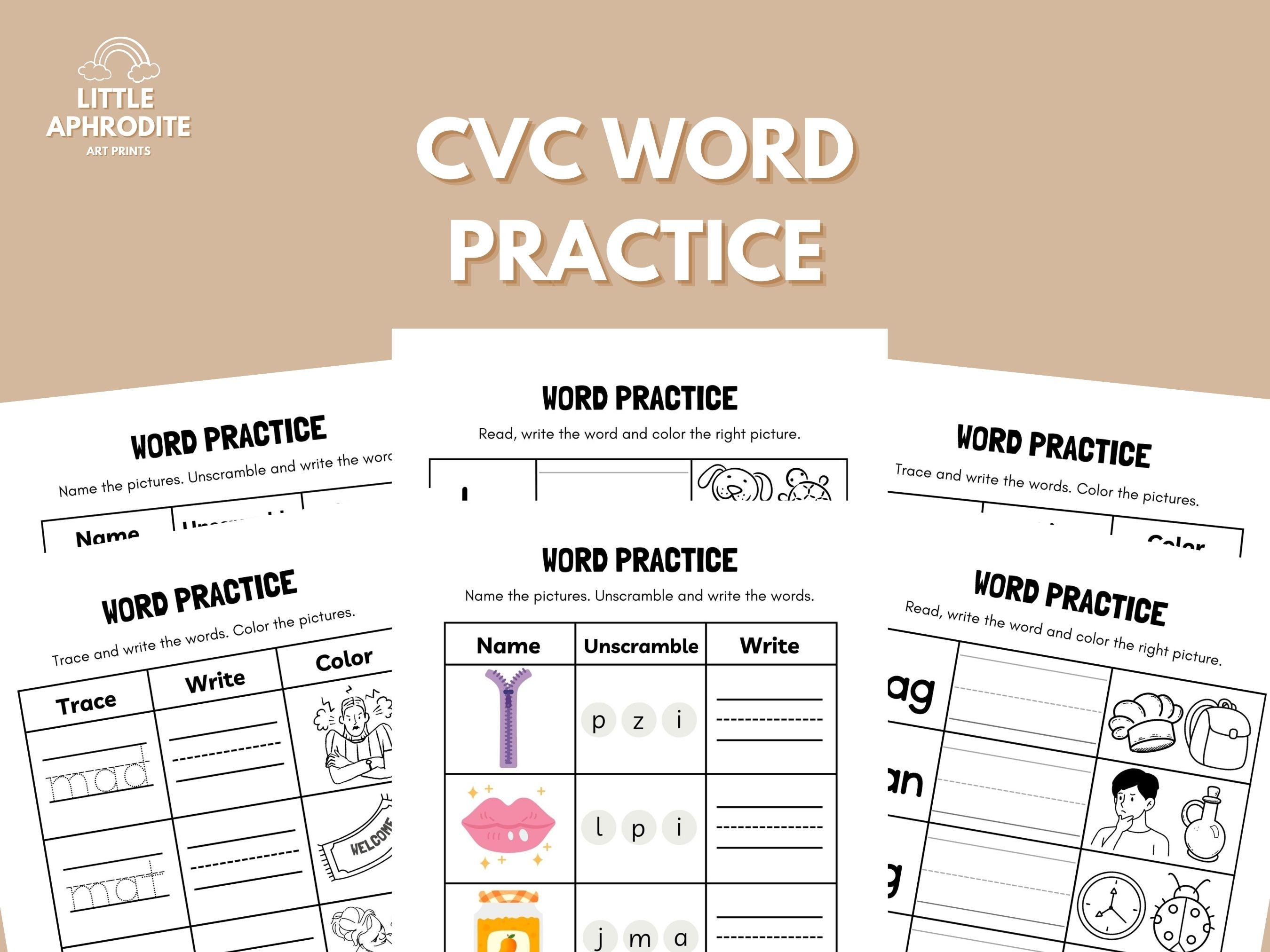 CVC Phonics Activity Book for Kids Printable Activity Worksheets ...