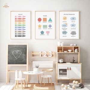 Tagalog Educational Wall Art Set of 12 Prints Philippines Wall Decor ...