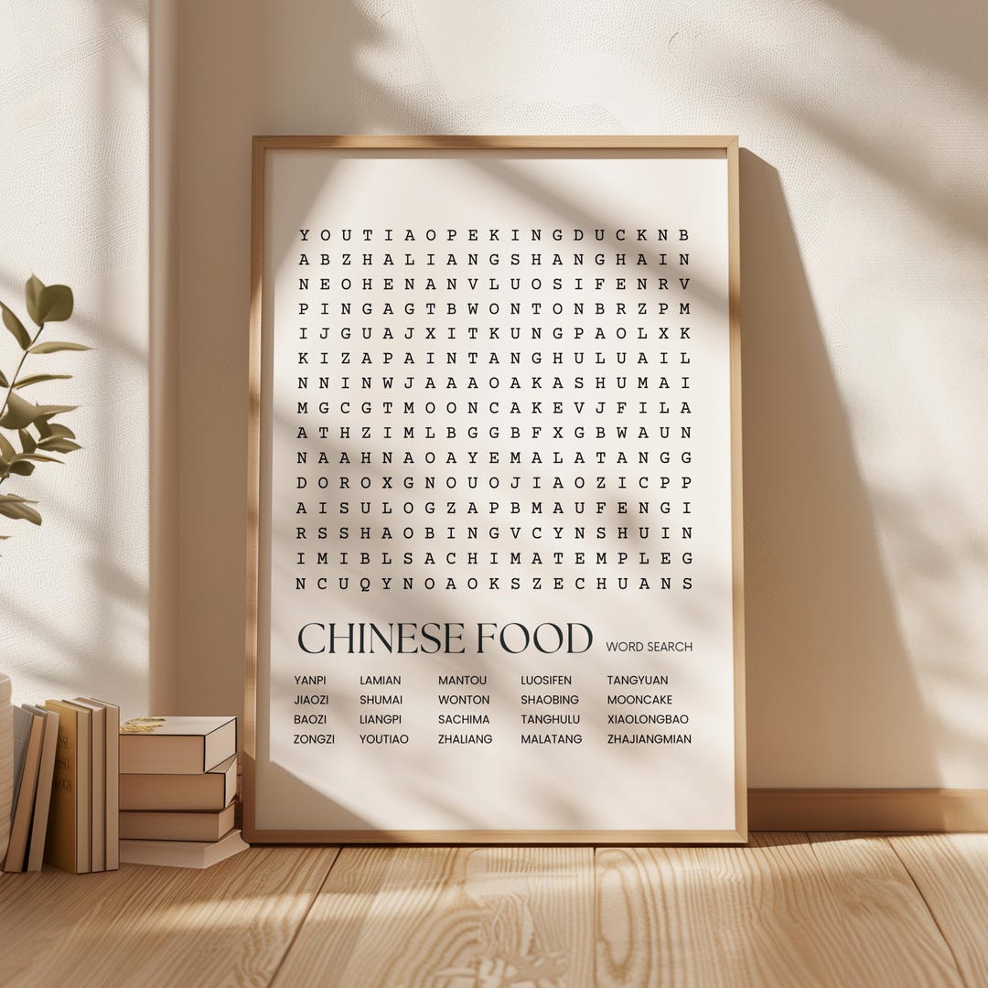 Chinese Food Word Search Print: Kitchen Wall Art (digital Download) - Etsy