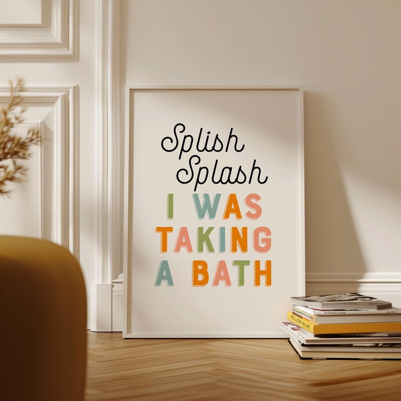 Splish Splash Bathroom Print - Printable Wall Art - Cute Bathroom Decor ...