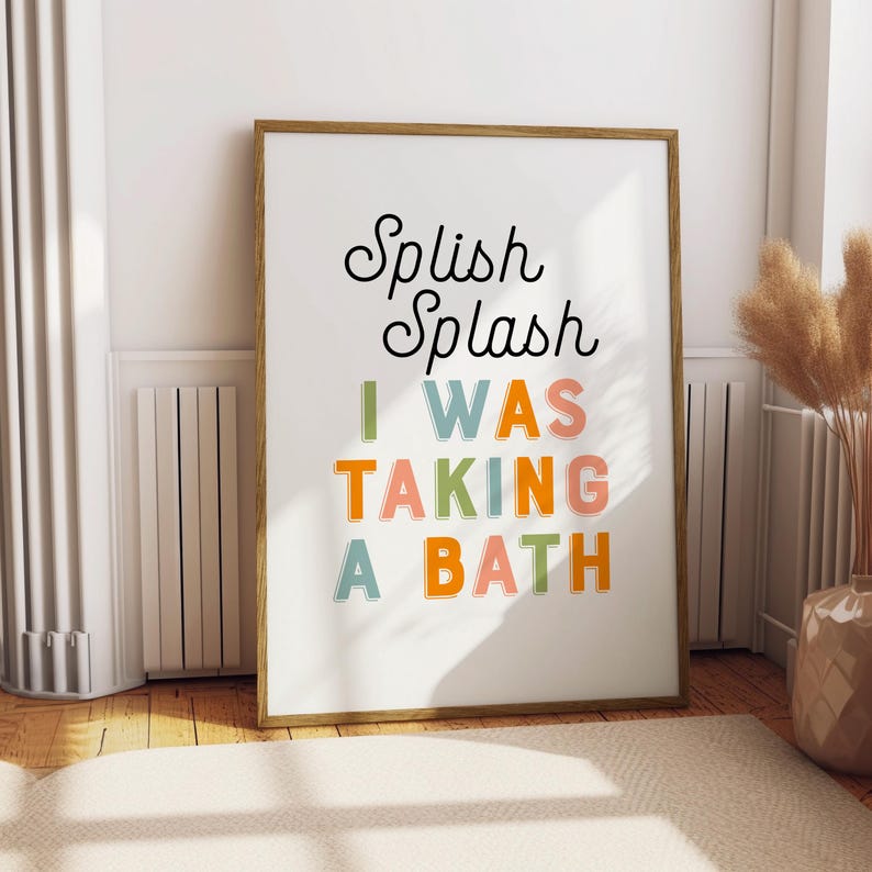 Splish Splash Bathroom Print - Printable Wall Art - Cute Bathroom Decor ...