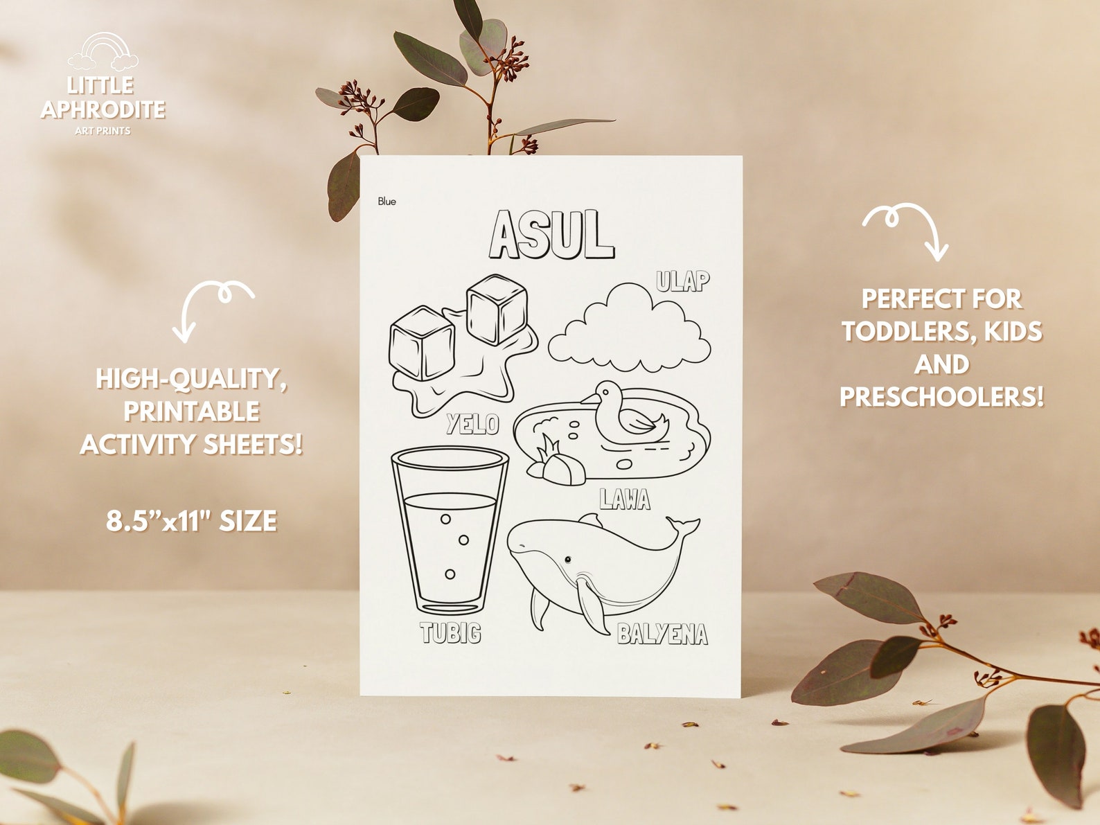 Tagalog Colors Filipino Learning Coloring Pages Cute Baby Shower Gift ...