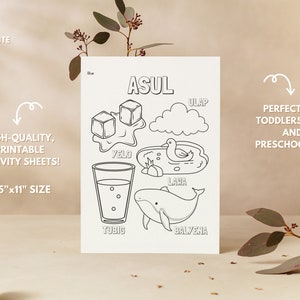 Tagalog Colors Filipino Learning Coloring Pages Cute Baby Shower Gift ...