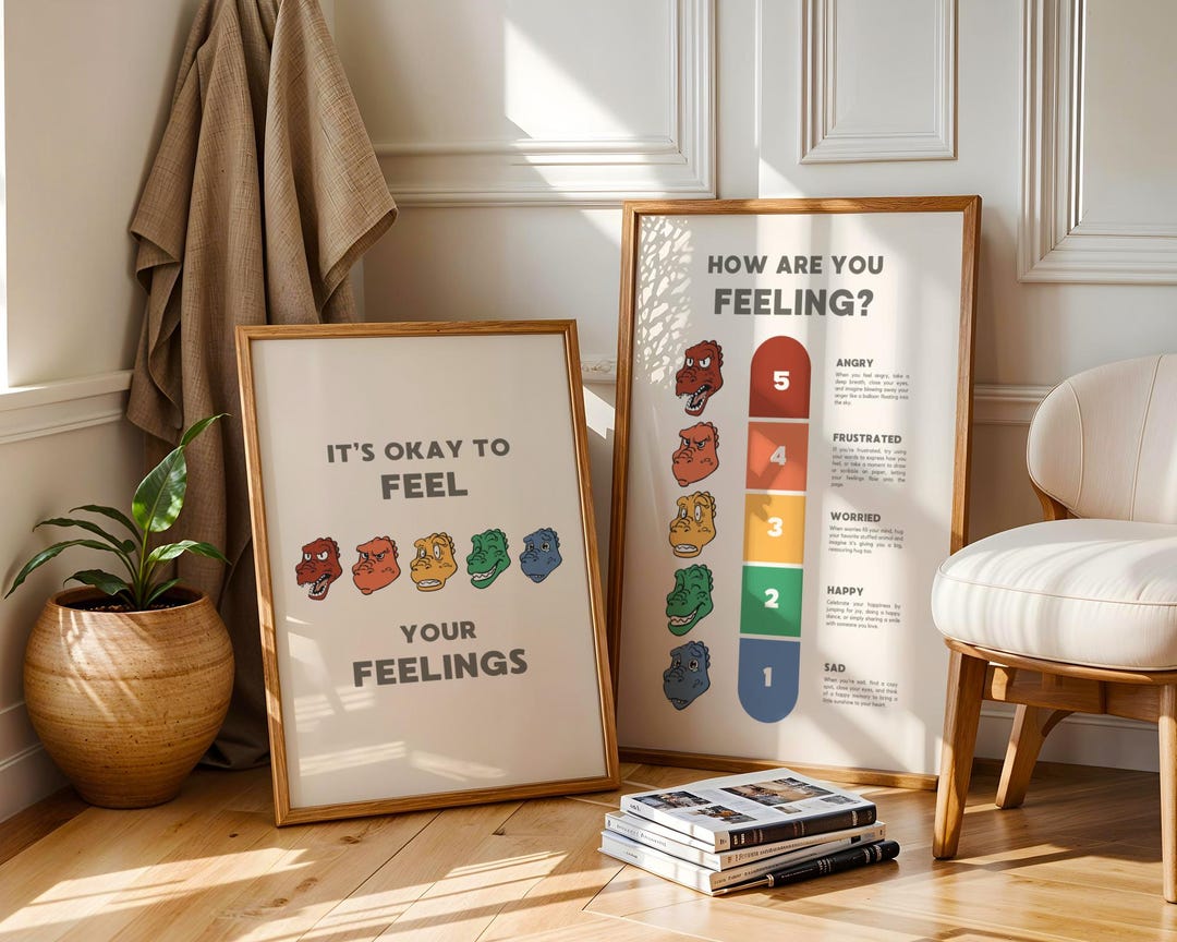 It's Okay to Feel Set of 2 Boho Classroom Decor, Feelings Chart Poster ...