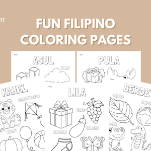 Tagalog Colors Filipino Learning Coloring Pages Cute Baby Shower Gift ...