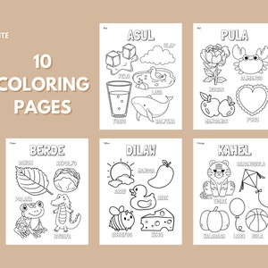 Tagalog Colors Filipino Learning Coloring Pages Cute Baby Shower Gift ...