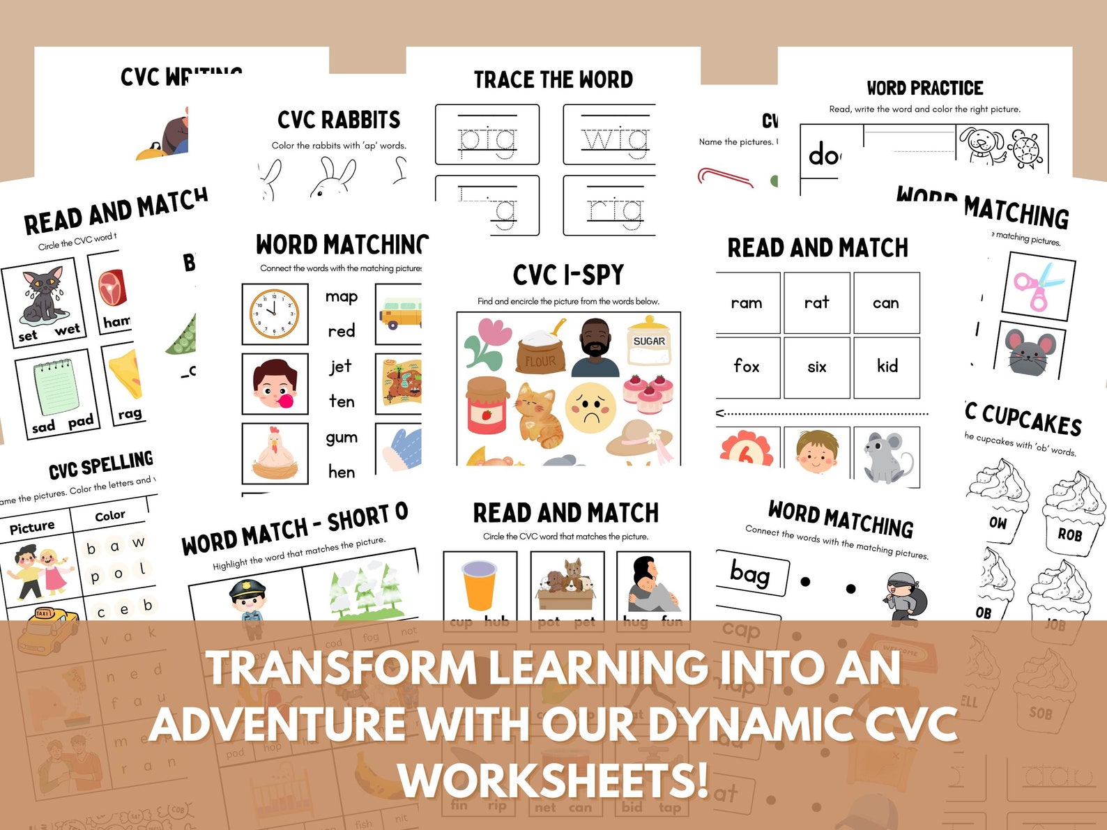 CVC Phonics Activity Book for Kids Printable Activity Worksheets ...