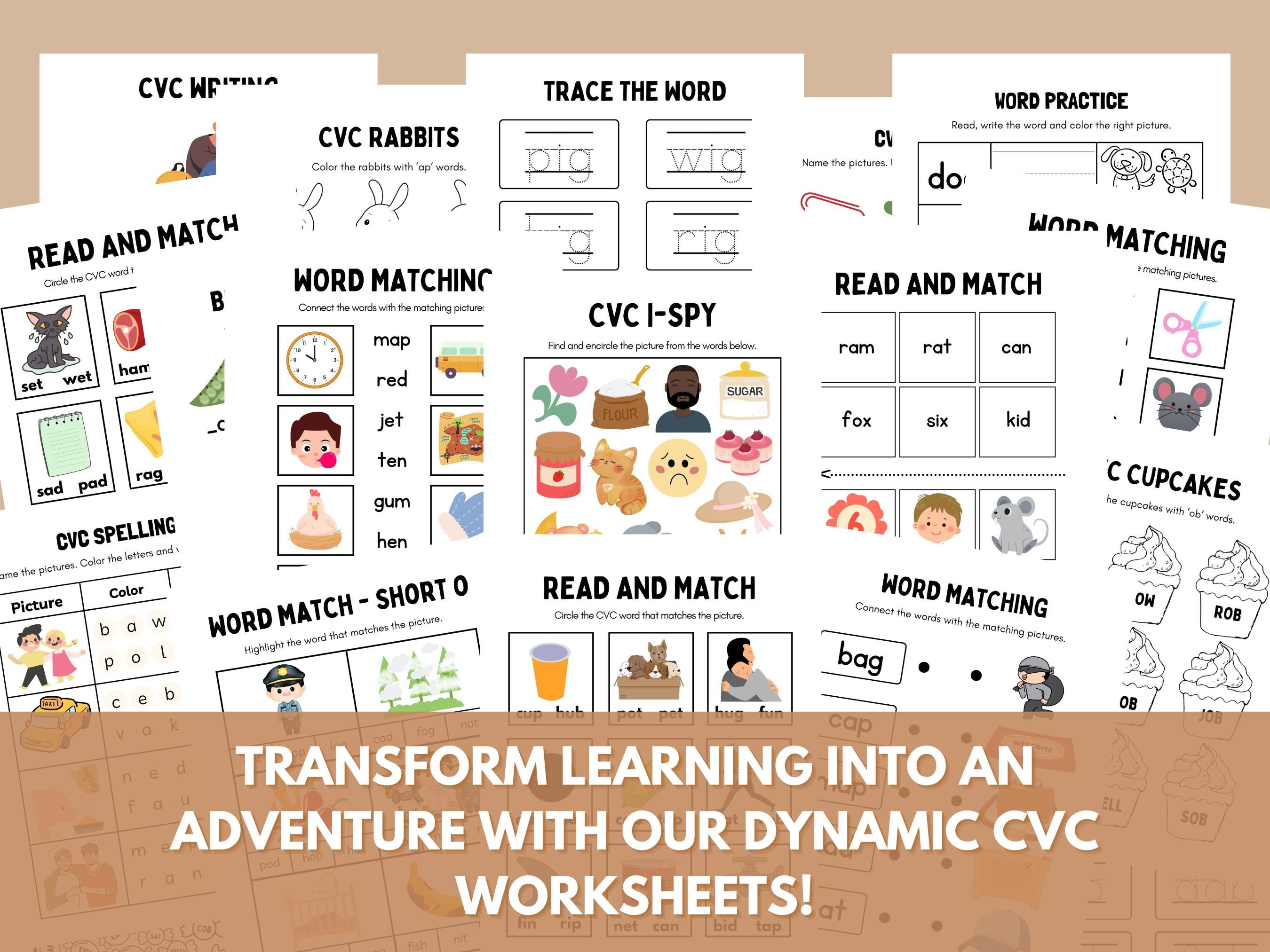 CVC Phonics Activity Book for Kids Printable Activity Worksheets ...