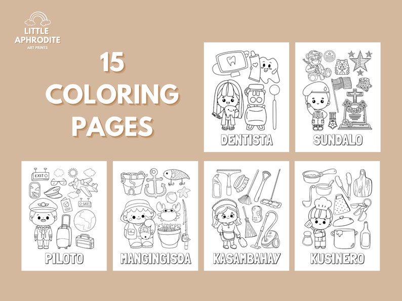 Tagalog Filipino Professions Coloring Sheets Toddler Busy Book Pages ...