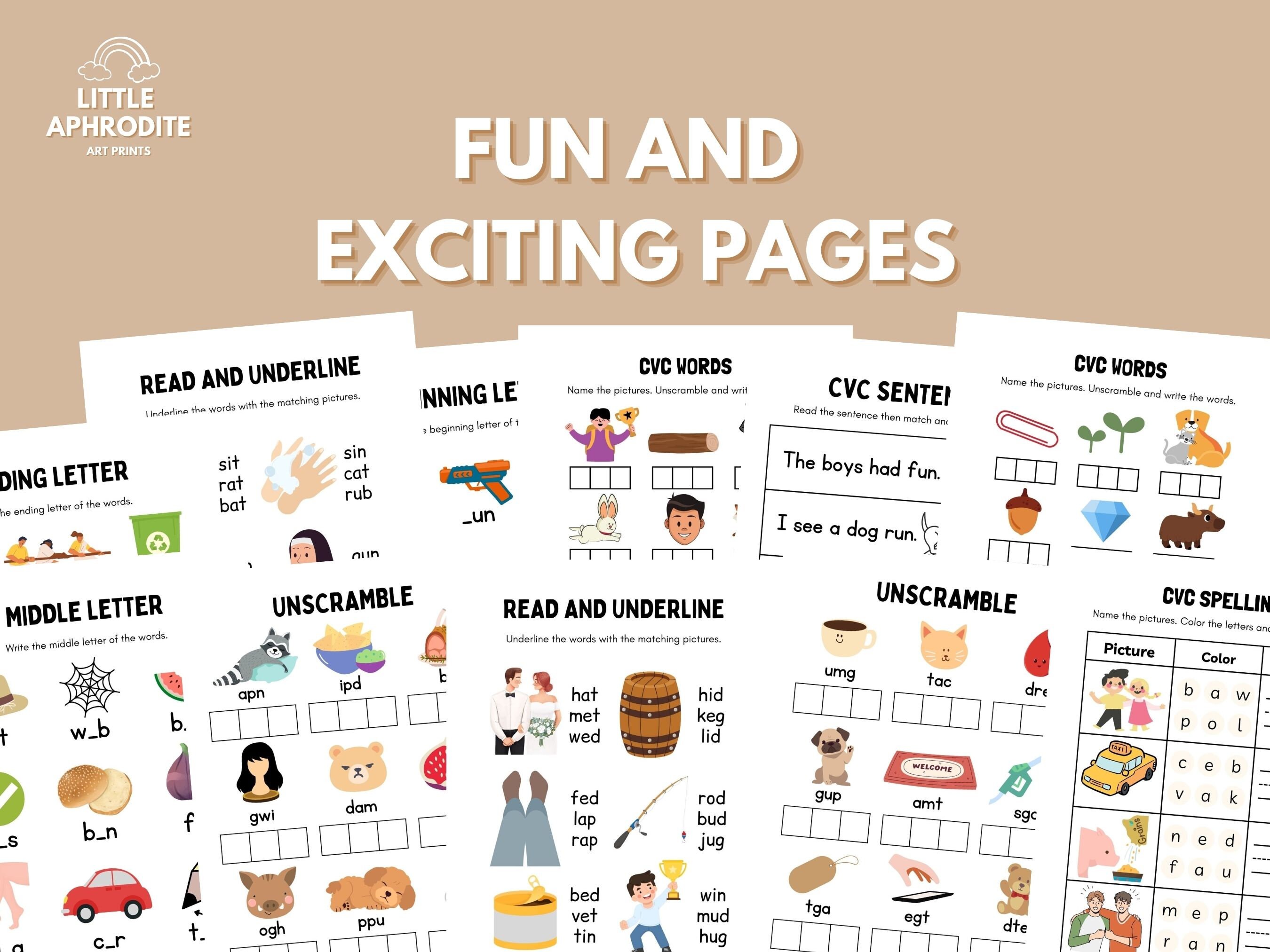 CVC Phonics Activity Book for Kids Printable Activity Worksheets ...