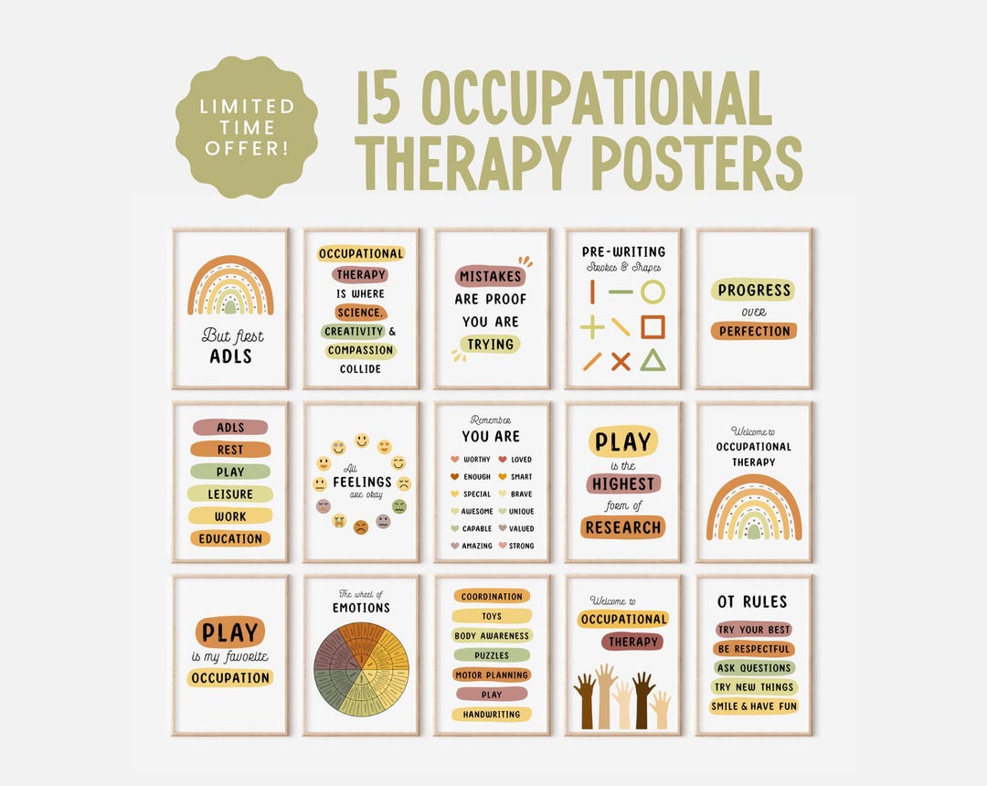 Occupational Therapy Posters Set of 15, Office Decor for Occupational ...
