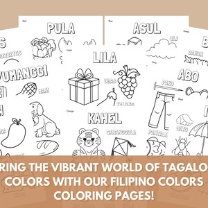 Tagalog Colors Filipino Learning Coloring Pages Cute Baby Shower Gift ...