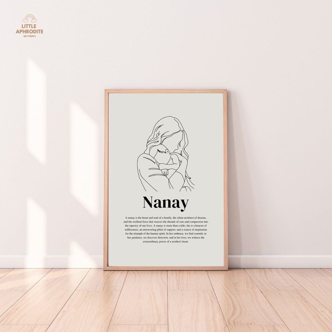 Minimalist Nanay Definition Wall Art Feminine Home Decor Aesthetic ...
