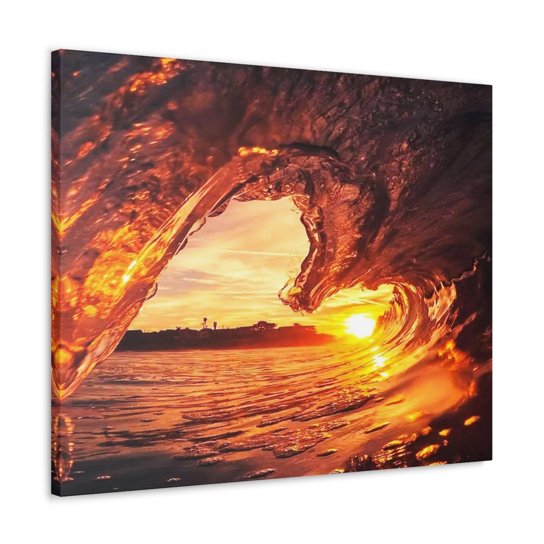 Heart Shaped Sunrise Wave Canvas Gallery Wraps - Etsy