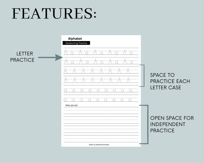 Alphabet Handwriting Practice Worksheet | Digital PDF Download ...