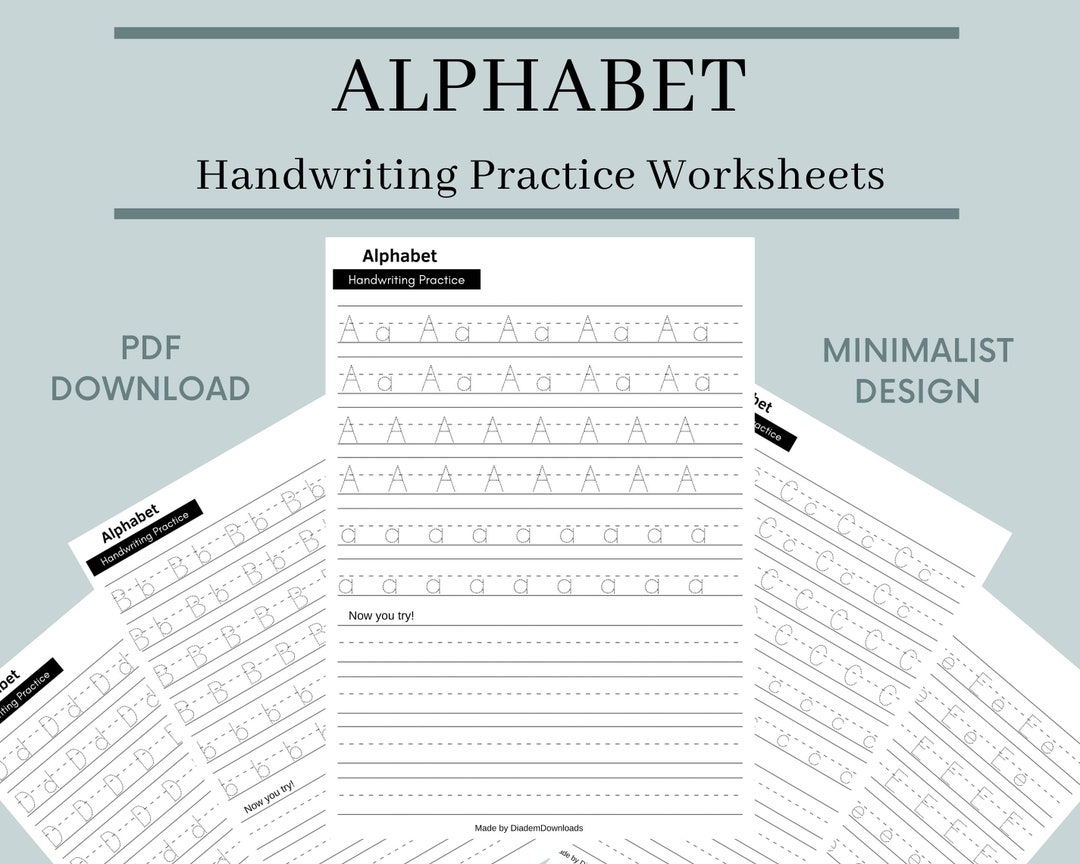Alphabet Handwriting Practice Worksheet | Digital PDF Download ...