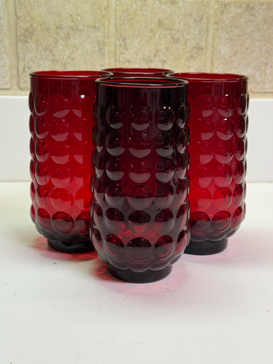 Anchor Hocking Bubble Ruby Lemonade Tumblers-set of 4 - Etsy