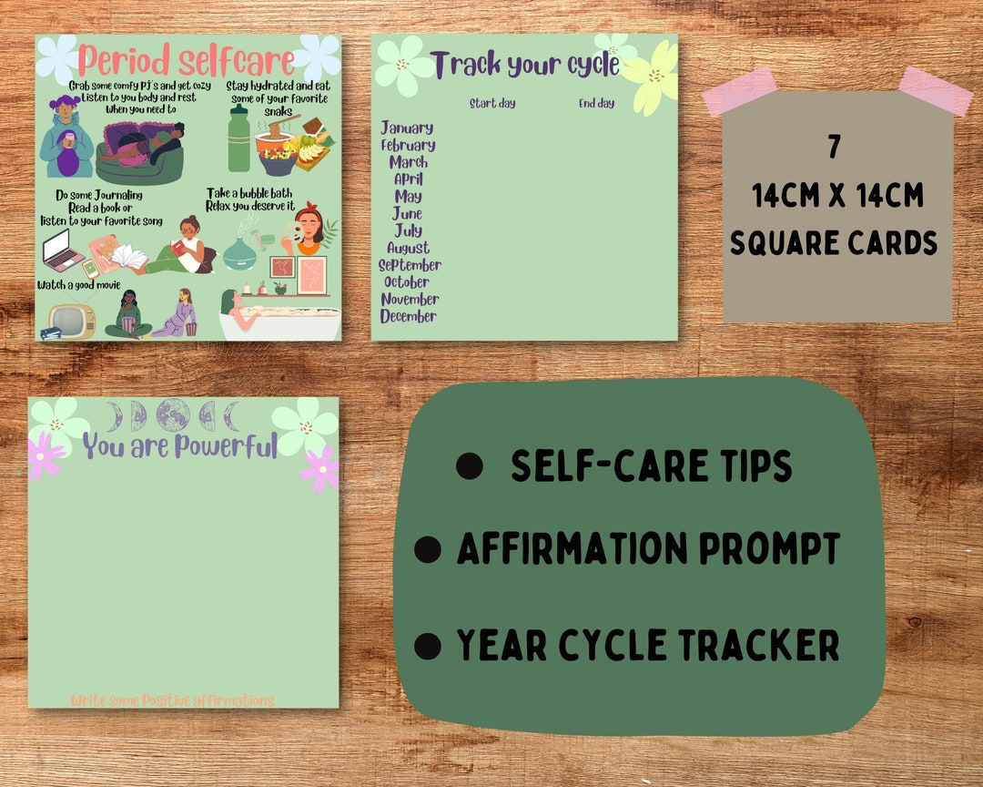 First Period Cycle Kit Tween Affirmation Card Period Tracker - Etsy