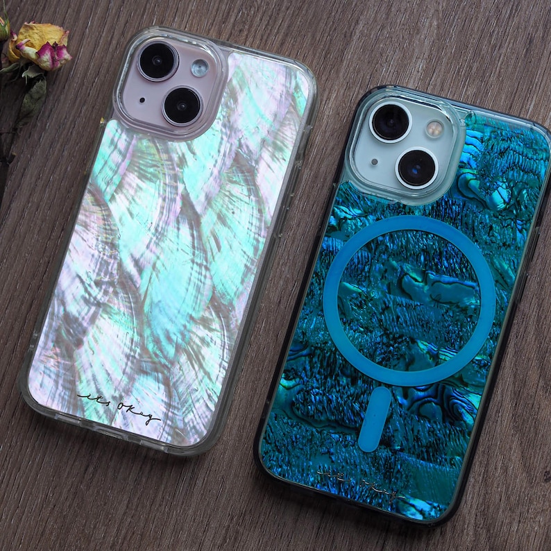 Custom Shell Phone Case: Mother of Pearl & Abalone Handmade Resin Ocean ...