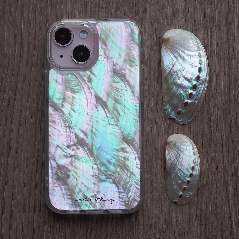 Custom Shell Phone Case: Mother of Pearl & Abalone Handmade Resin Ocean ...