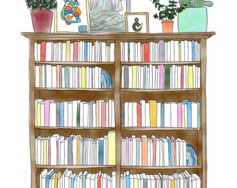 5x7 Book Stack Illustration, Wall Art, Watercolor Print, Minimalistic ...