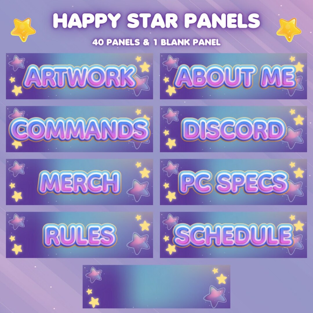 Happy Star Panels - Set of 41 Panels - Cute Star Twitch & Streaming ...