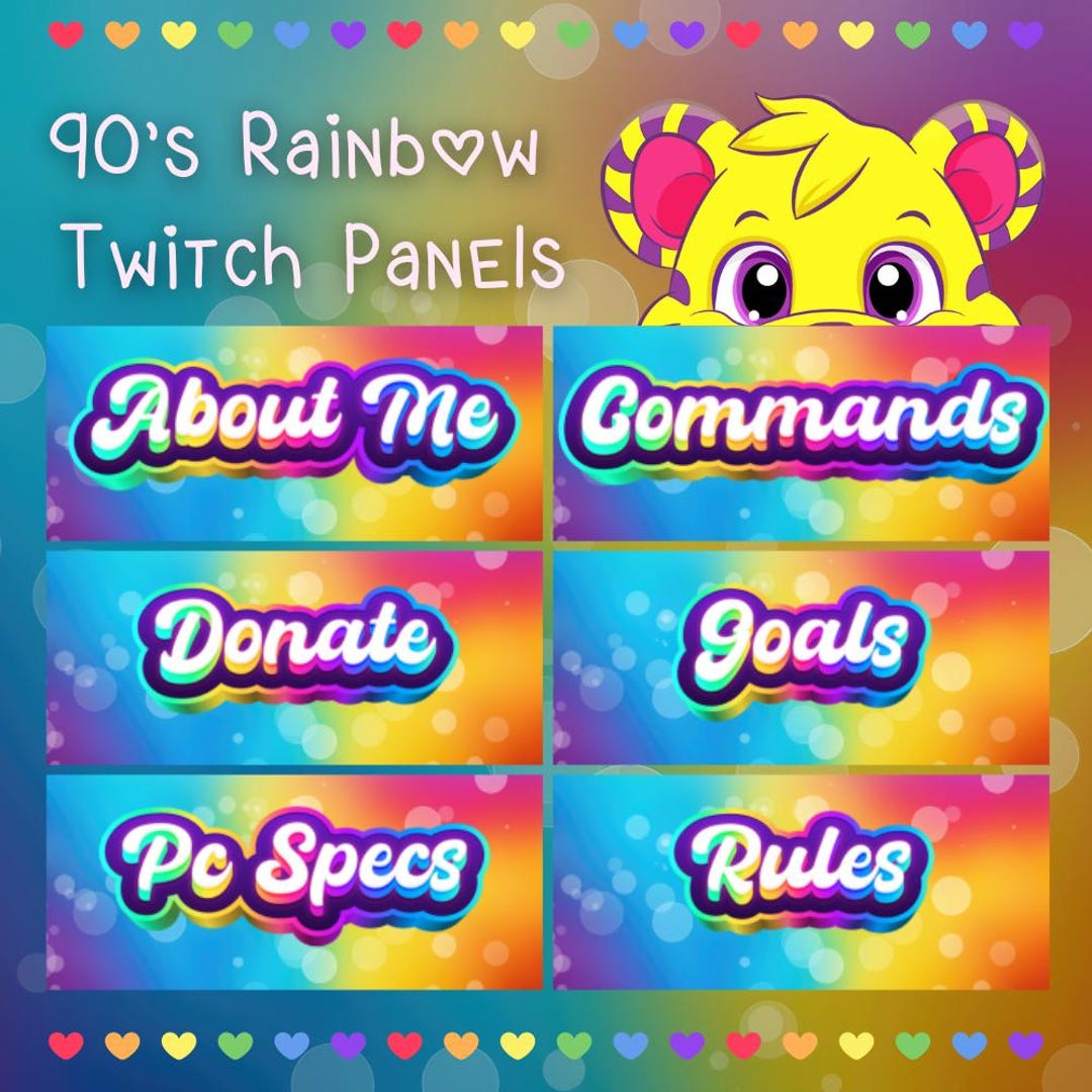 90's 'lisa Frank' Themed Twitch Panels Set of 44 Stream Panels - Etsy
