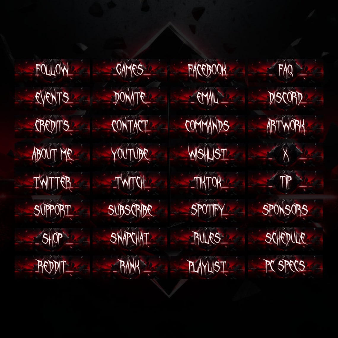 Red Alt Panels - 40 Alternative Grunge Style Streaming Panels - Etsy