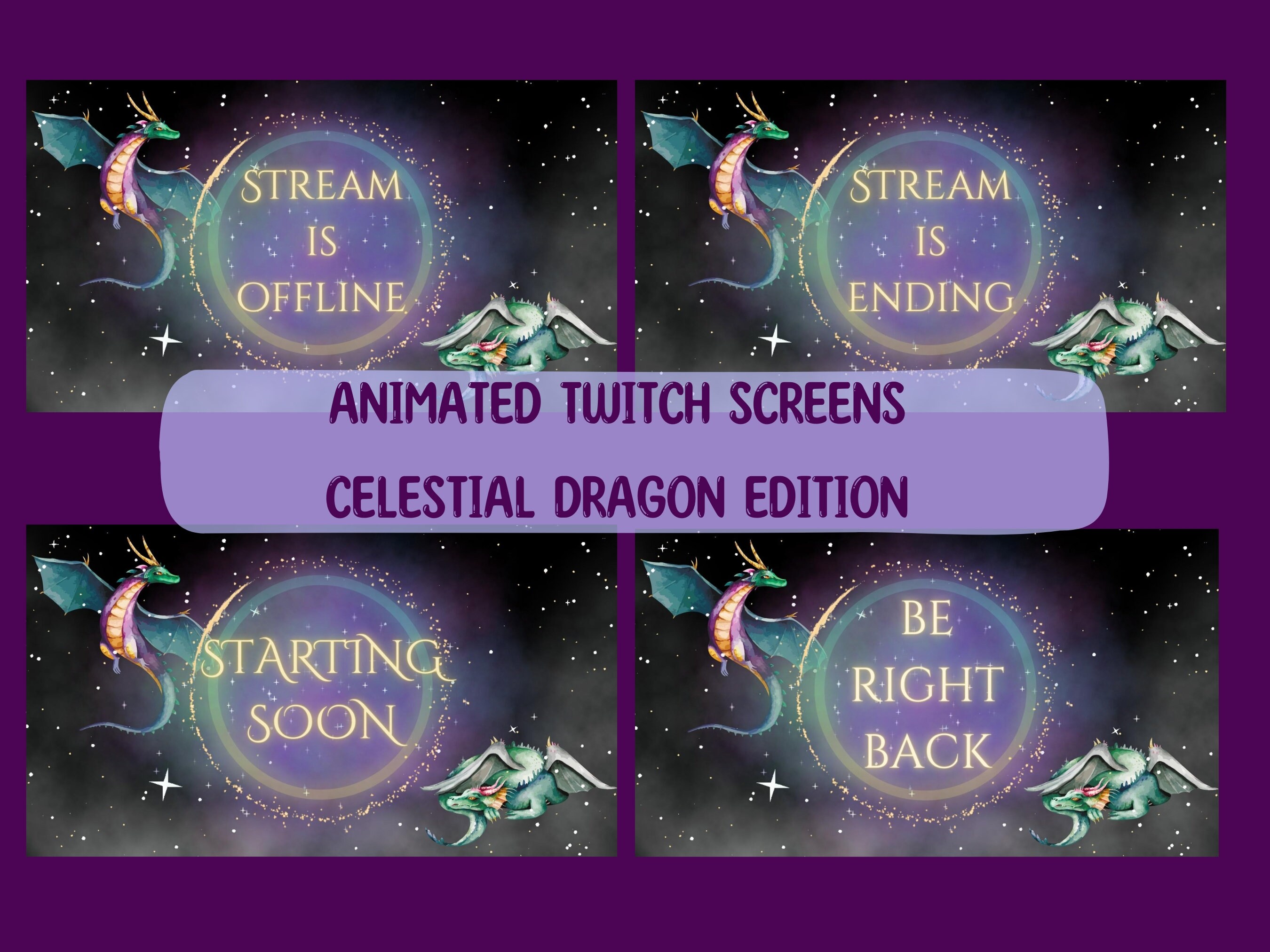 Animated Celestial Dragon Twitch Screens: Fantasy Overlay (digital ...