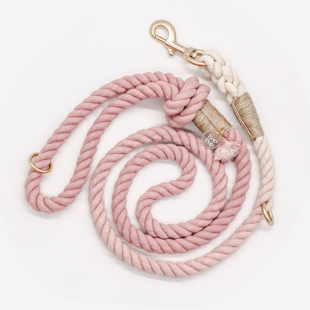 Cotton Rope Leash 5ft Long Handle Gold Hardware | Pink Ombre - Etsy