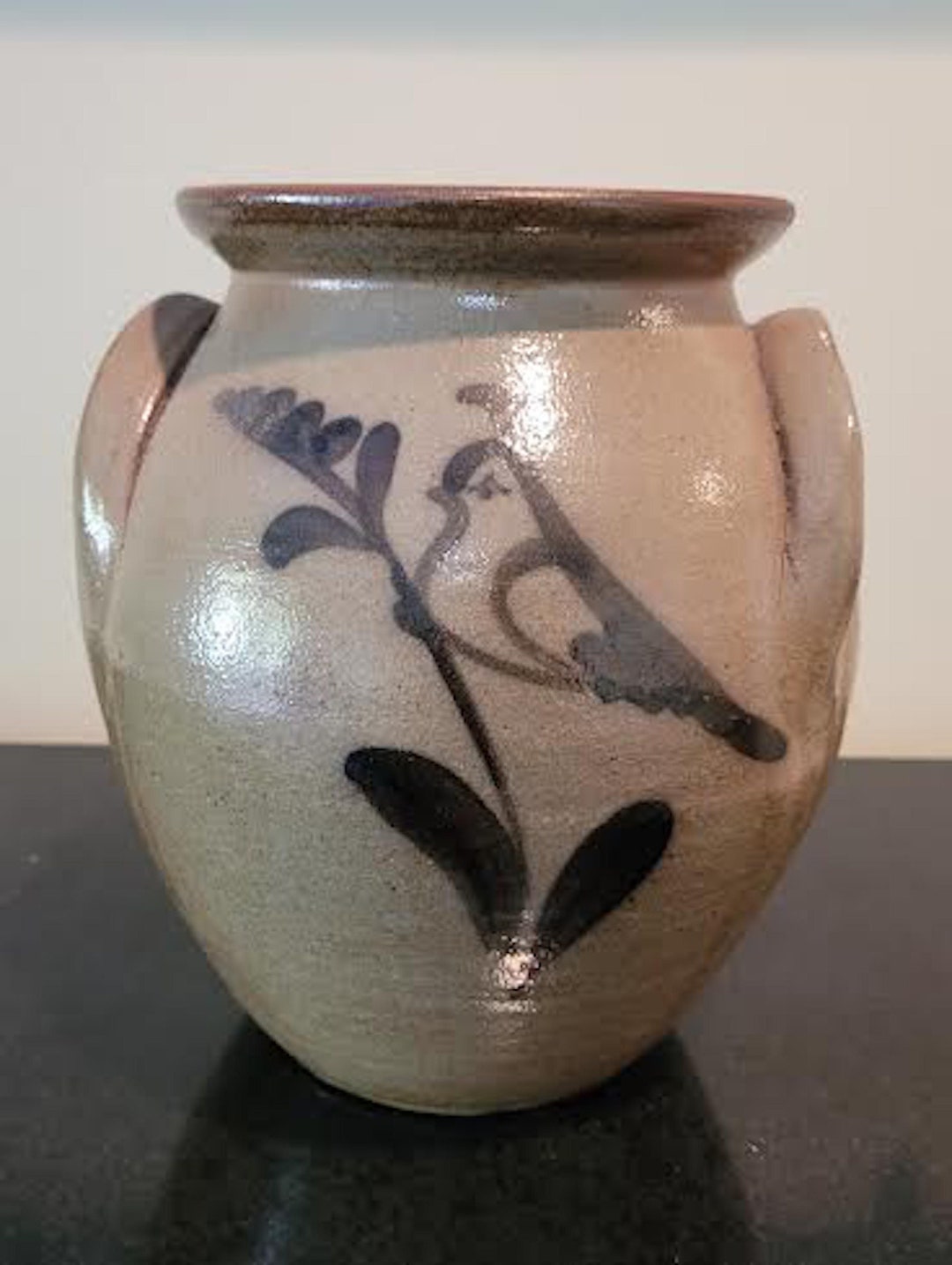 Antique Crock With Bird/antique Salt Glazed Crock/antique Bird Crock ...