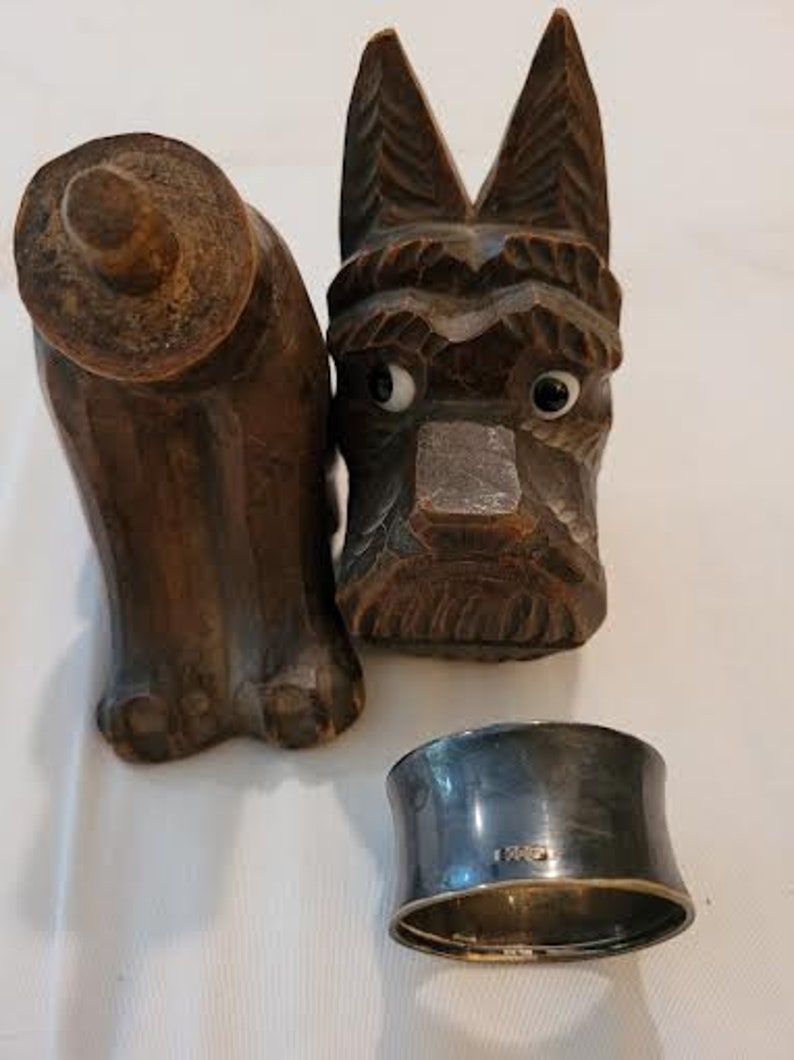 Antique Wood Carved Scottie Dog W/turning Head, Glass Eyes, & 800FS ...
