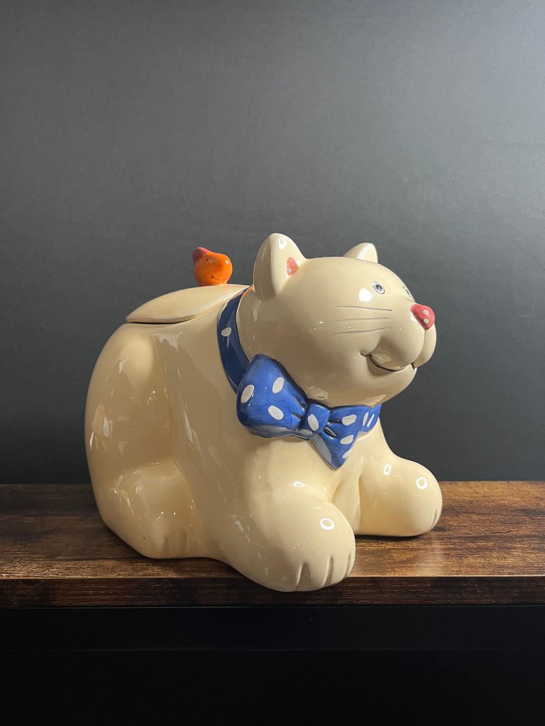 Coco Dowley Ceramic Cat With Goldfish Handle Cookie Jar - Etsy
