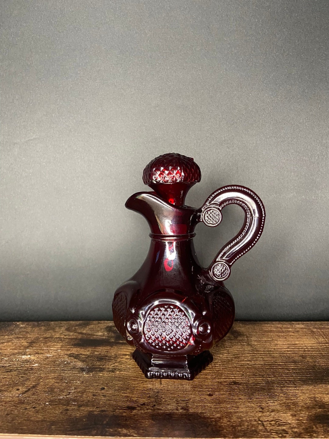 Antique Ruby Red Cape Cod Avon France Cruet 1876 Pitcher With Cork - Etsy