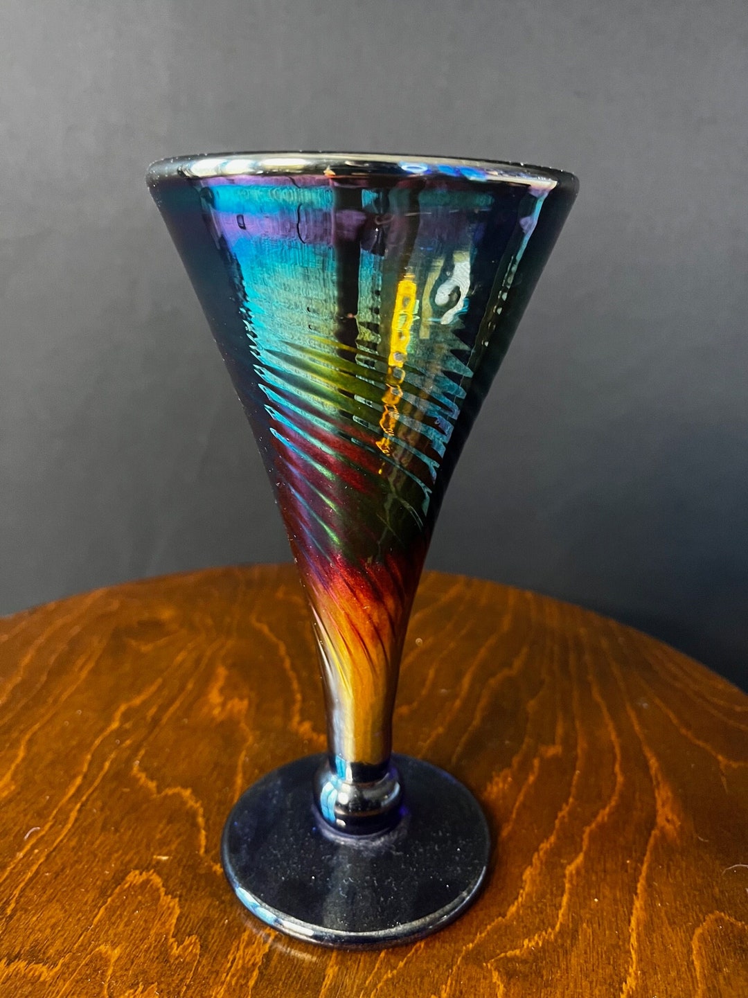Rick Strini Handblown Blue Swirled Iridescent Fluted Champagne - Etsy