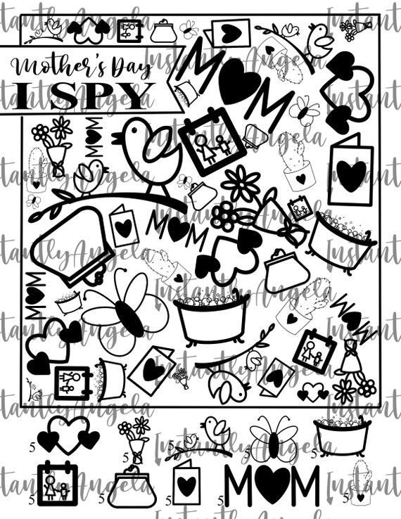 Printable I Spy Mothers Day Coloring Page - Etsy